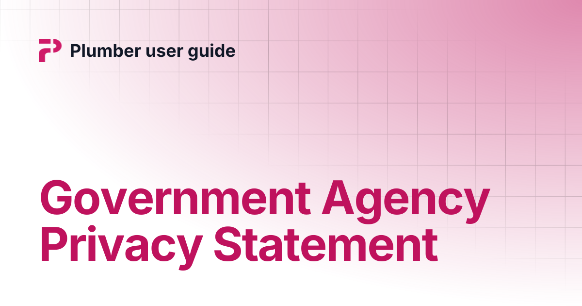 Government Agency Privacy Statement | Plumber user guide