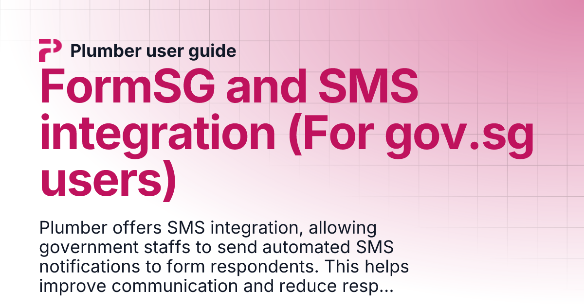 FormSG and SMS integration (For gov.sg users) | Plumber user guide