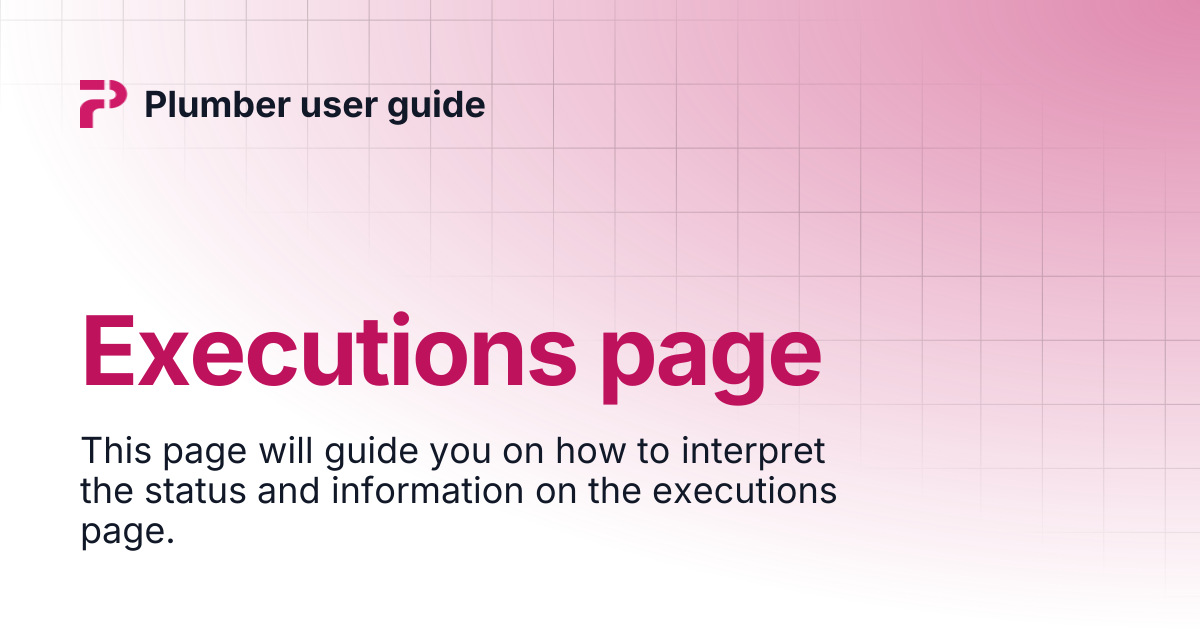 Executions page | Plumber user guide